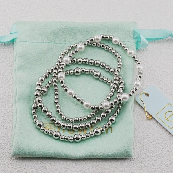 enewton | Jewelry | Enewton 4pcs White Pearl Silver Beaded Bracelet Set ...